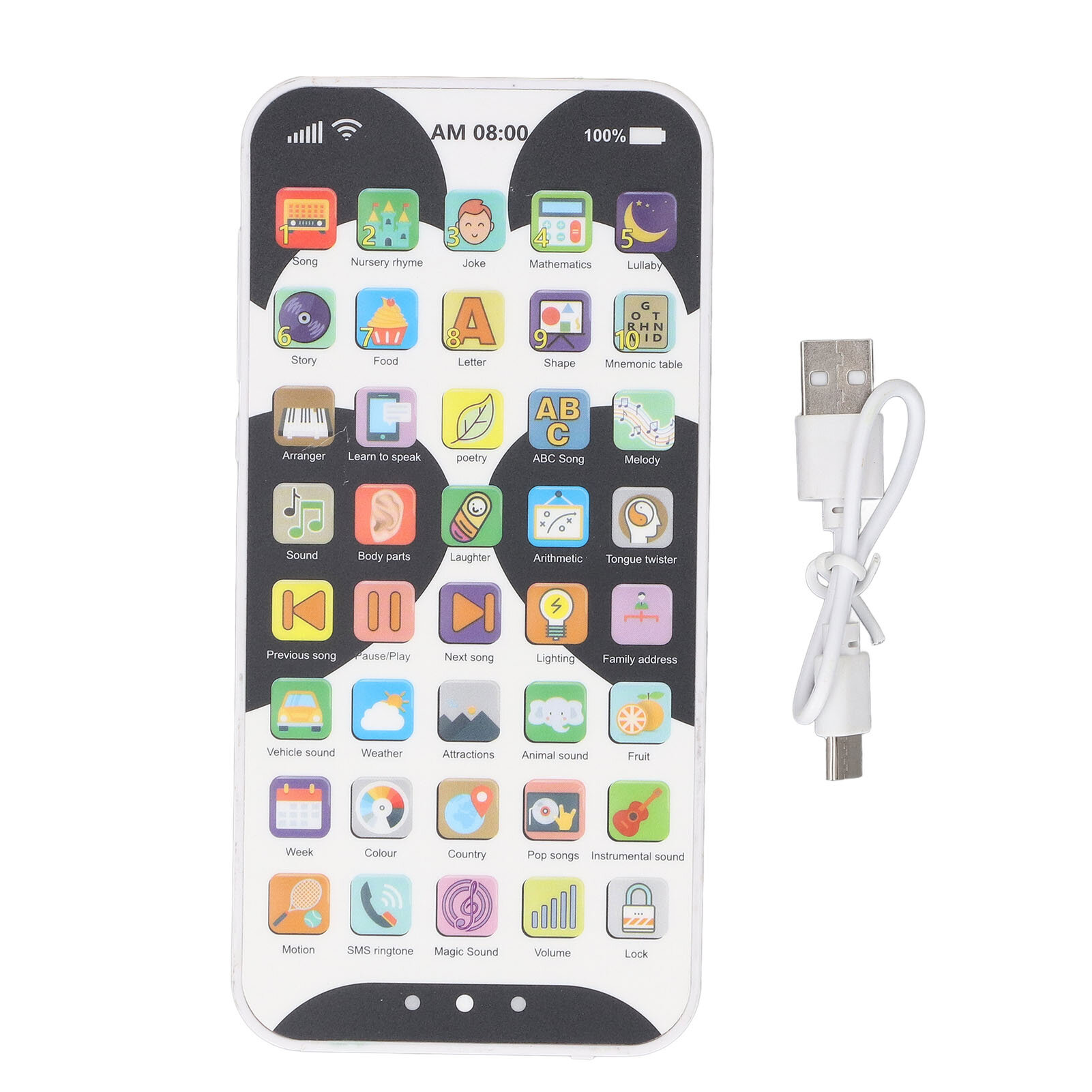 Сенсорный экран раннего образования телефон 40 кнопок многофункциональный перезаряжаемый имитация детского игрушечного телефона интерактивный телефон игрушка для детей панда