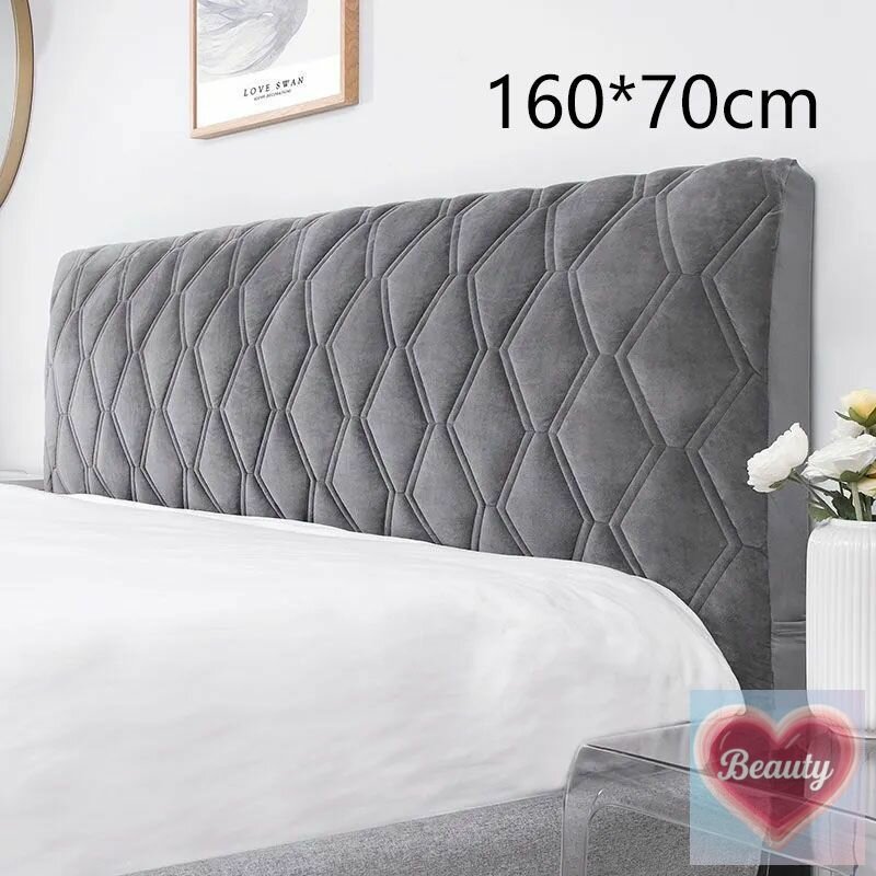 Чехол на мебель для кровати, 160см, бархат. Тёмно - серый