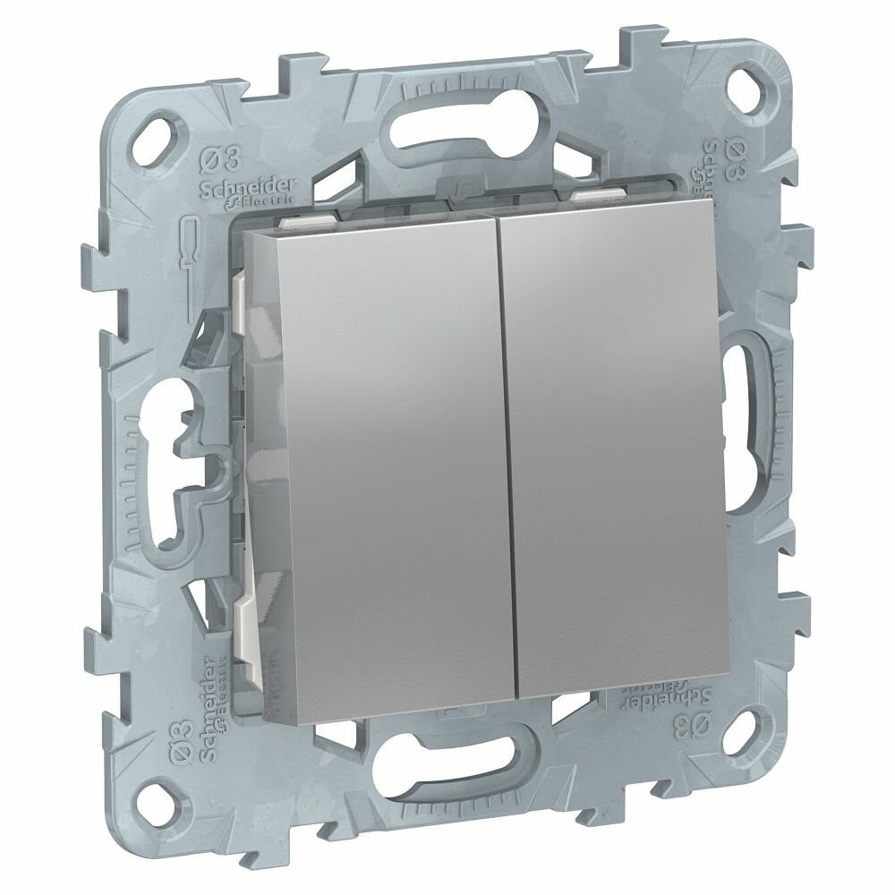 Schneider Electric Unica New Алюминий Выключатель 2-клавишный, сх. 5