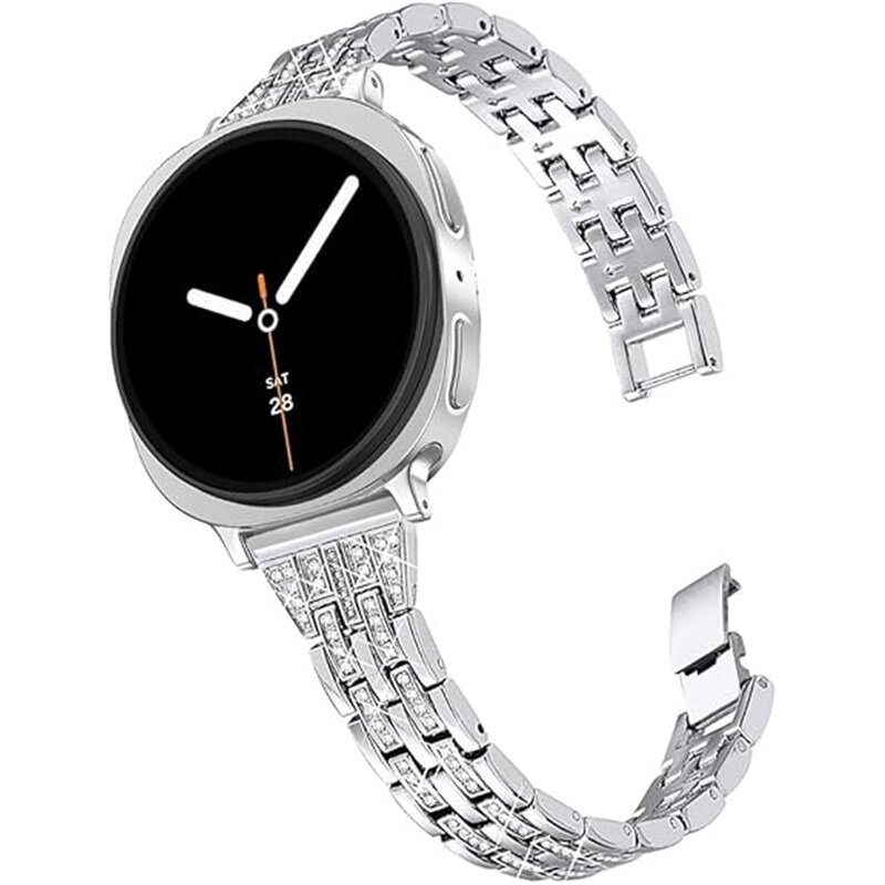 Блестящий тонкий ремешок для Samsung Galaxy Watch 8 40мм 44мм / Watch8 Classic 46мм, металл, Silver,