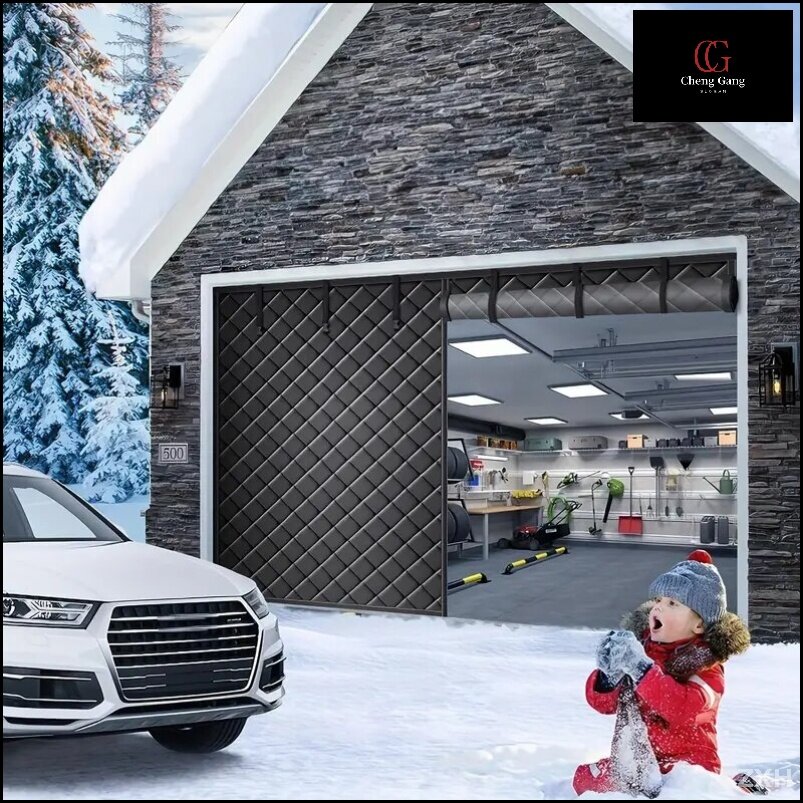 Эксклюзивное полотно для защиты гаража от холода и ветра 218x496 см изготовлено из оксфорда с хлопком и полиэстером для зимнего тепла и полной непрозрачности в черном цвете