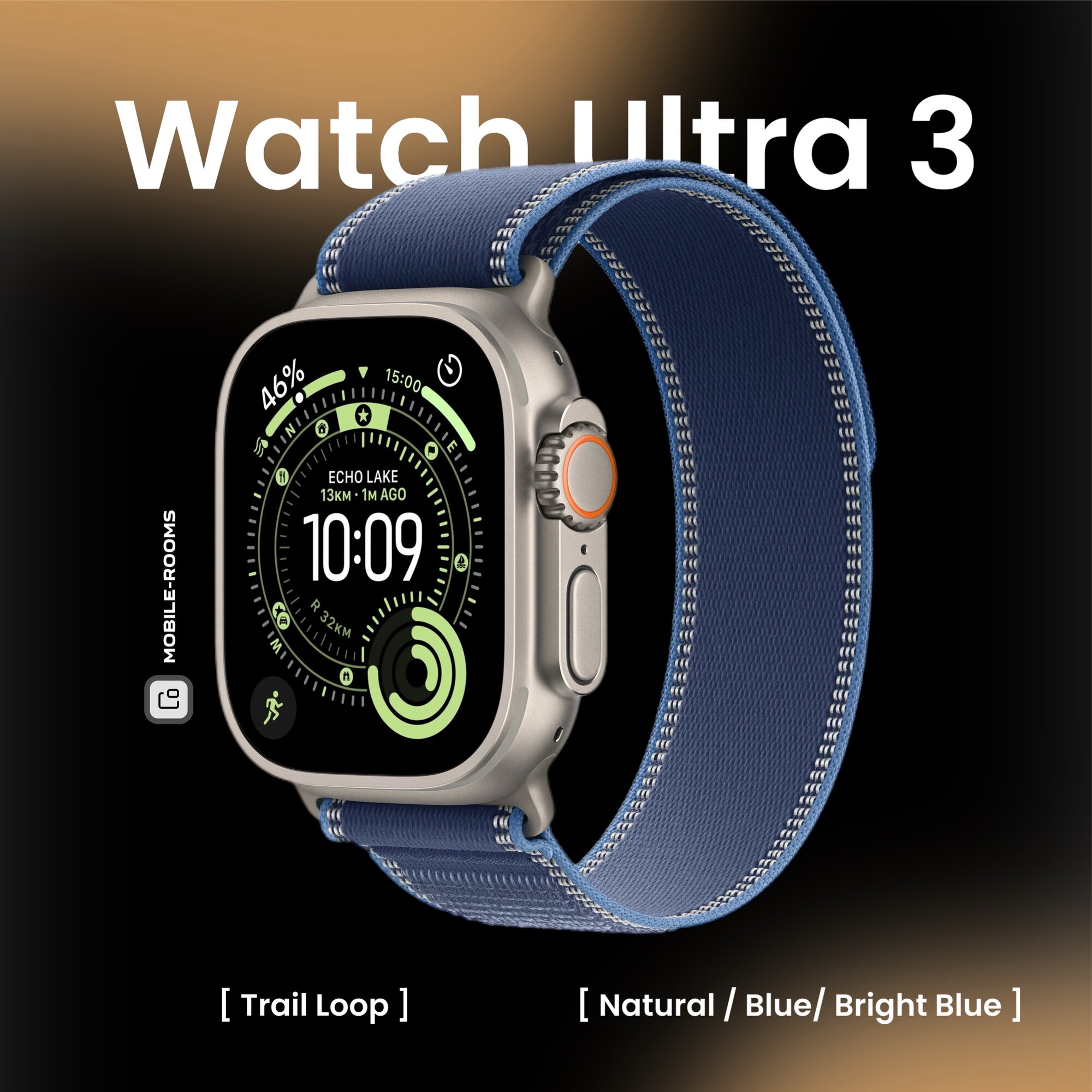 Смарт-часы Apple Watch Ultra 3 49mm Natural Titanium Case with Bright Blue Trail Loop M/L