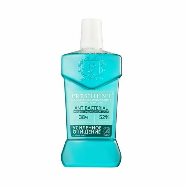 Ополаскиватель для полости рта мощная защита от бактерий Antibacterial President/Президент 400мл
