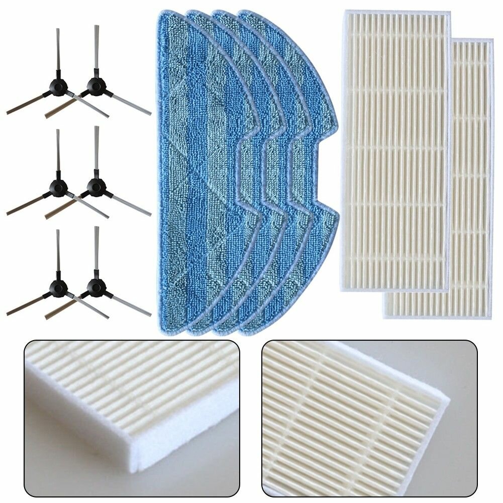 Подходит для комплекта принадлежностей для подметальной машины iClebo G5/Kitfort KT-552 КТ-566 (2 фильтра + 4 тряпки + 6 боковых щеток)