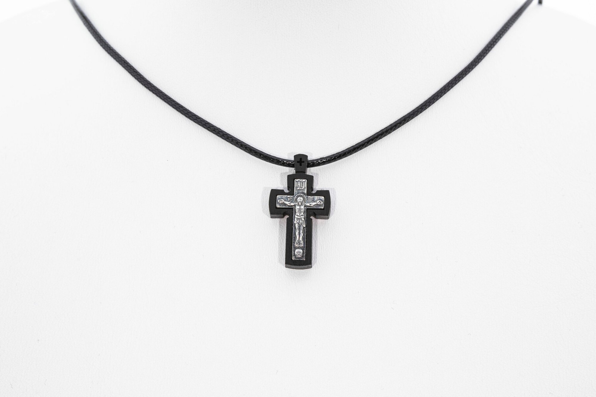 Крестик, серебро, 925 проба, дерево