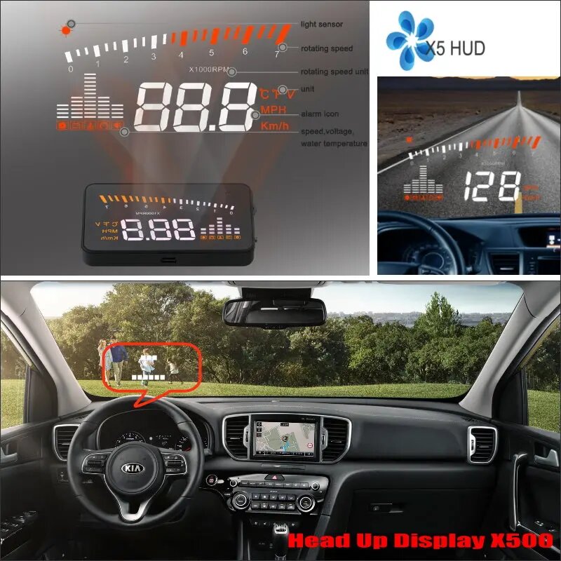 Для Kia Sedona Sorento Sportage K3 K4 K5 2010-2021 Автомобильное лобовое стекло HUD Head Up Display OBD OBD2 EOBD GPS Цифровой проектор HUD