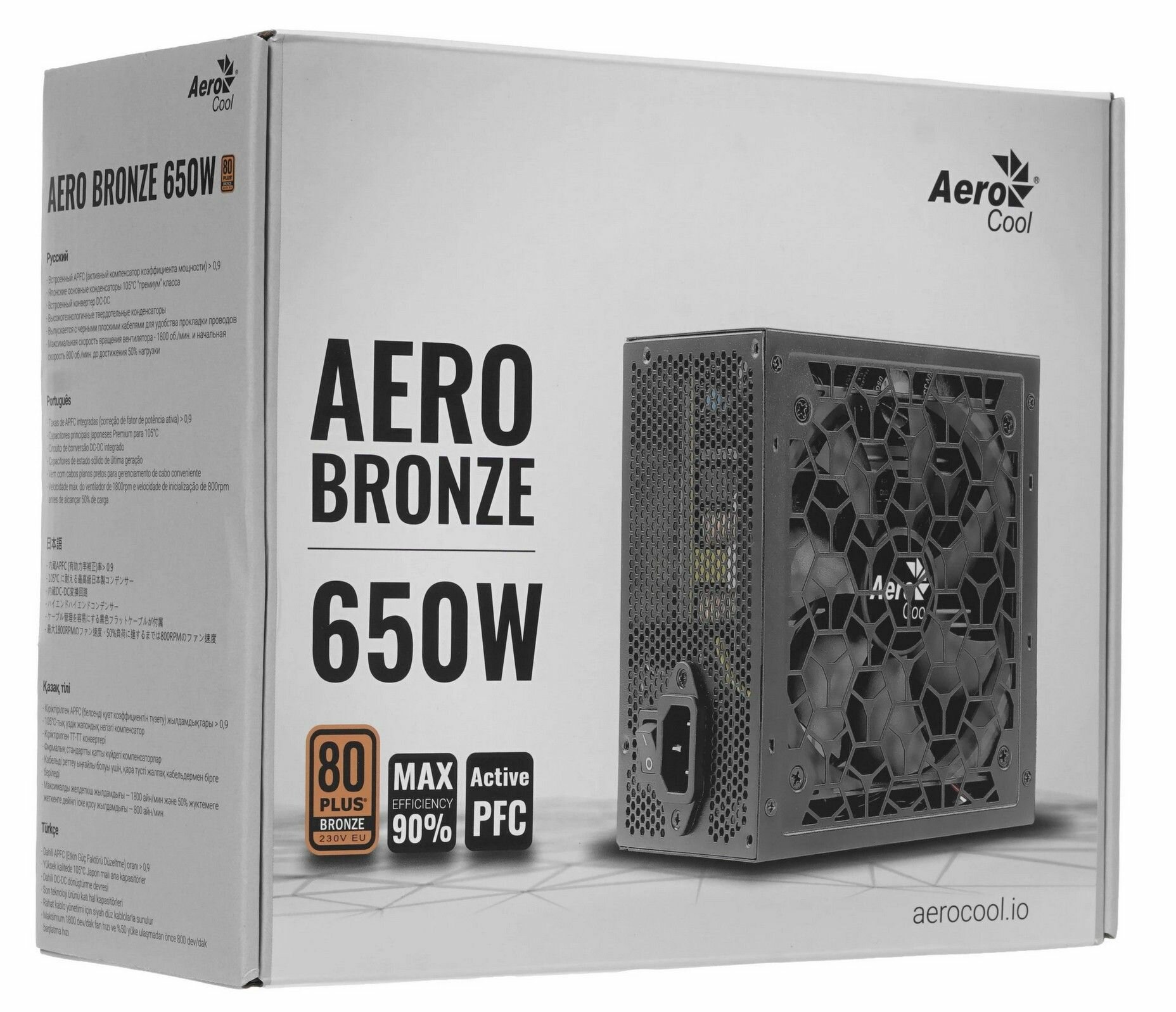 Блок питания Aerocool AERO BRONZE 650W (ACPB-AR65AEC. A1) черный - 650 Вт, 80+ Bronze, ATX 20+4 пин, 4 pin + 4 pin CPU, 6 SATA, 2 x 6 pin PCI-E