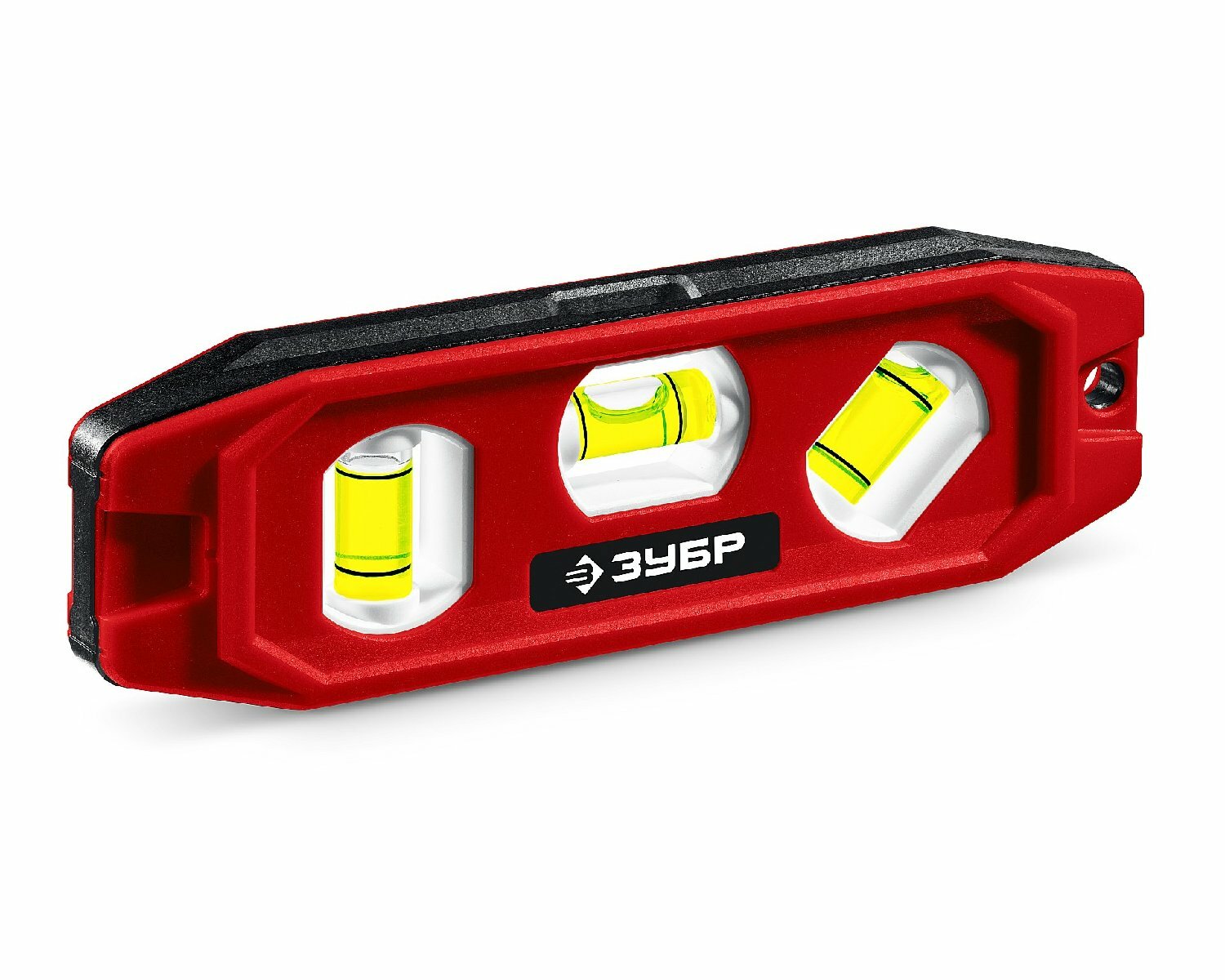 Магнитный уровень ЗУБР КОМПАКТ-3 150 мм с точностью 1.0 мм/м 3 глазка и мощным магнитом для контроля горизонтальности