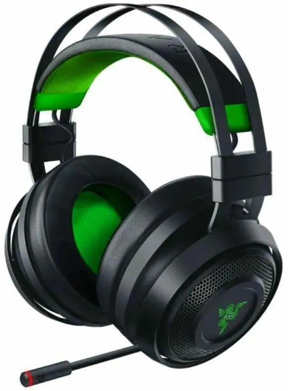 Гарнитура игровая Razer Nari Ultimate, для компьютера и игровых консолей, мониторные, радио, черный / зеленый