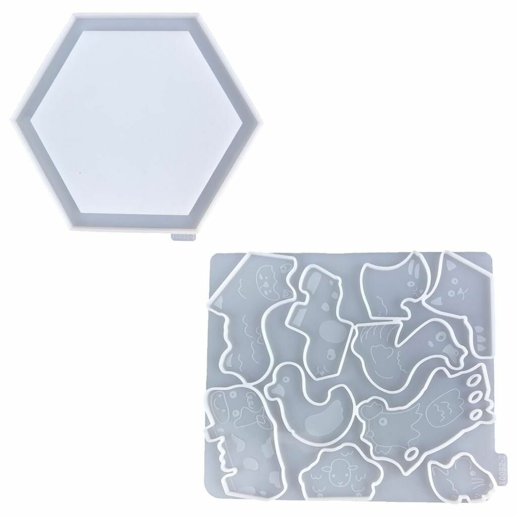 Набор из 2 частей, форма для украшения кристаллов эпоксидной смолы animal puzzle crystal decoration