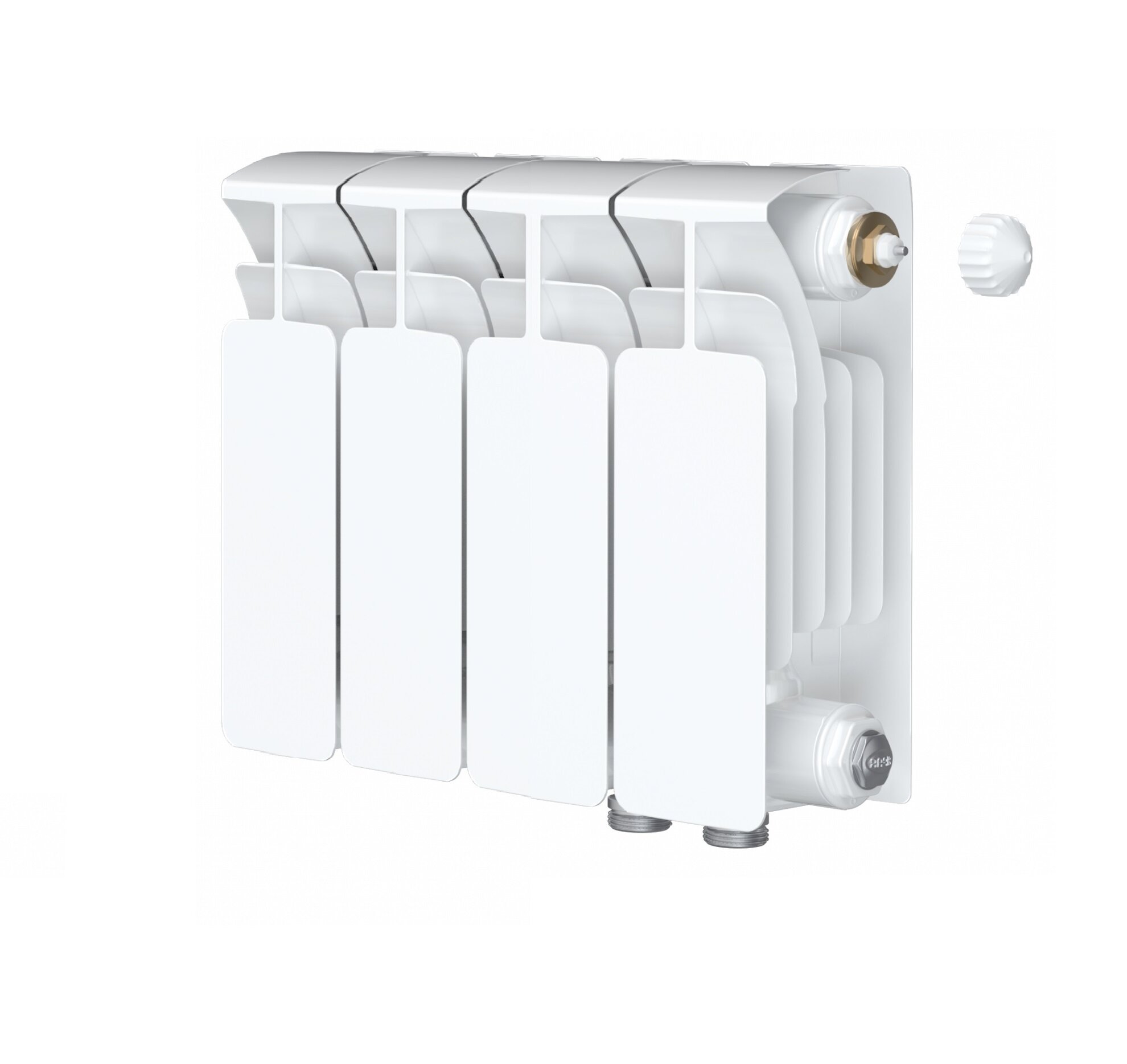 Радиатор биметаллический RIFAR Base Ventil 200, 04 секции, Нижнее подключение правое (BVR), цвет белый