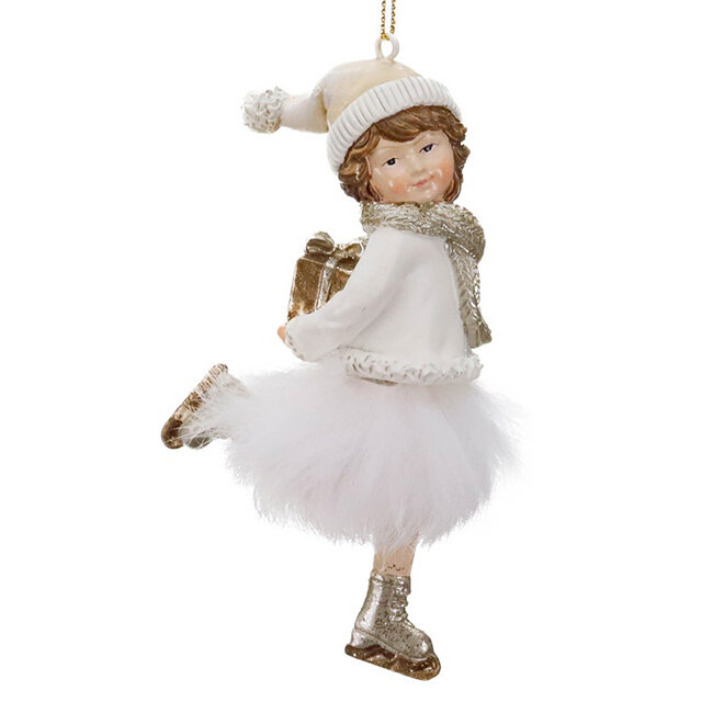 Елочная игрушка Девочка на коньках Адель - White Symphony 12 см, Goodwill (Гудвилл), MC38408-3