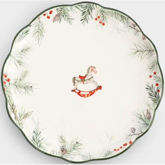 Тарелка обеденная Anna Lafarg Festival Лошадка 24 см, керамика, зеленый (ANLAF-FDH-0303-1)