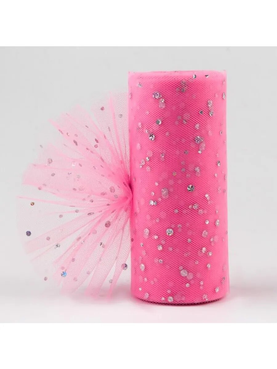 Фатин с блёстками, 15 см, 11 ± 1 г/кв. м, 23 ± 1 м, цвет розо