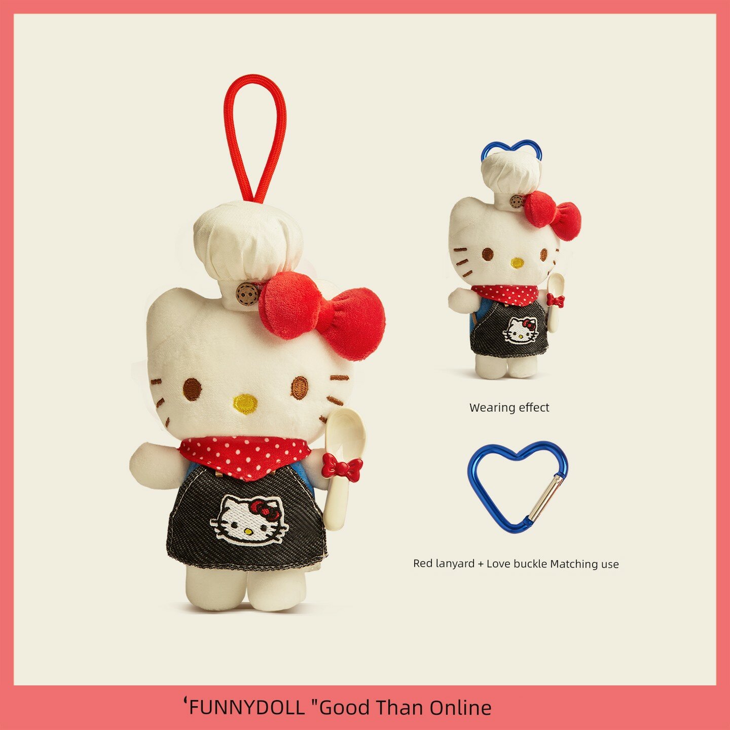 Оригинальный плюшевый брелок Hello Kitty Sanrio, милый кулон для сумки, украшение для рюкзака, маленькая игрушка