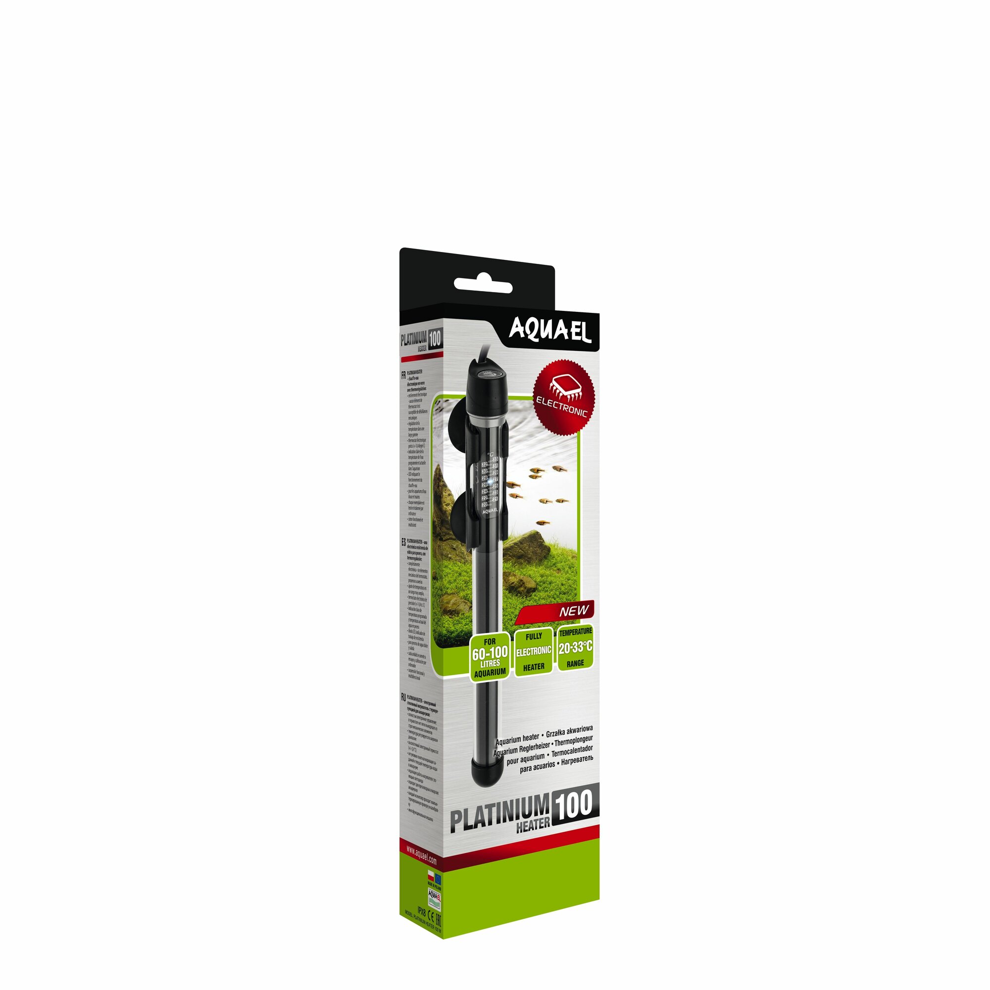 Обогреватель Aquael Стеклянный 100 Вт для аквариума 60 - 100 л (стеклянный, регулируемый)