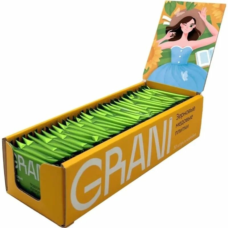 Зерновые плитки медовые GRANI с мятой GRANI 7гx30шт/уп 880713/880768