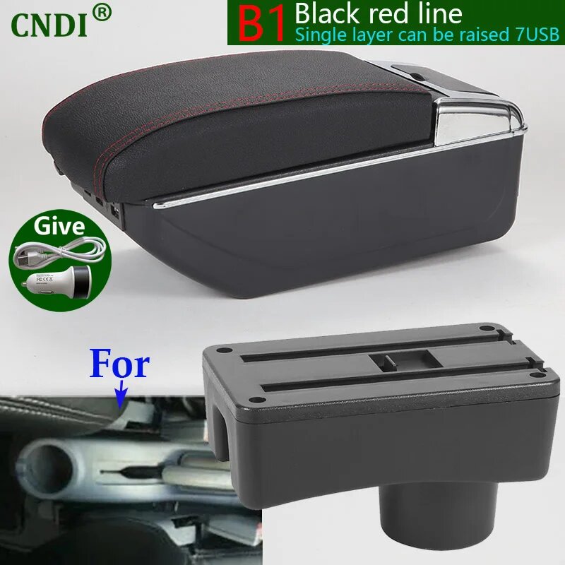 Подлокотник для Hyundai Accent Tagaz, автомобильный подлокотник для Hyundai Accent, внутренние детали, коробка для хранения деталей интерьера, автомобильные аксессуары B1 Black red 7USB