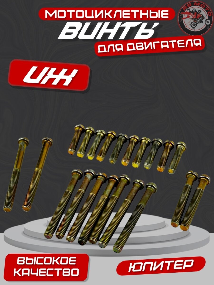 Набор винтов картера на двигатель для мотоцикла Иж Юпитер (21 шт)
