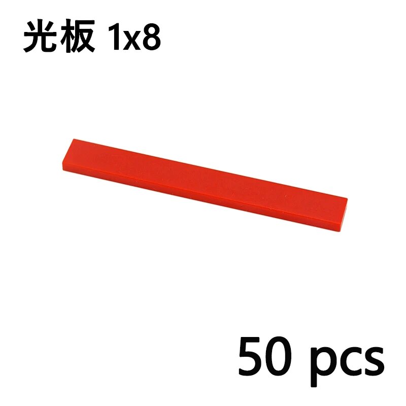 Конструктор мигуба блочные кубики 1x8 50 шт Красный, 4162-red