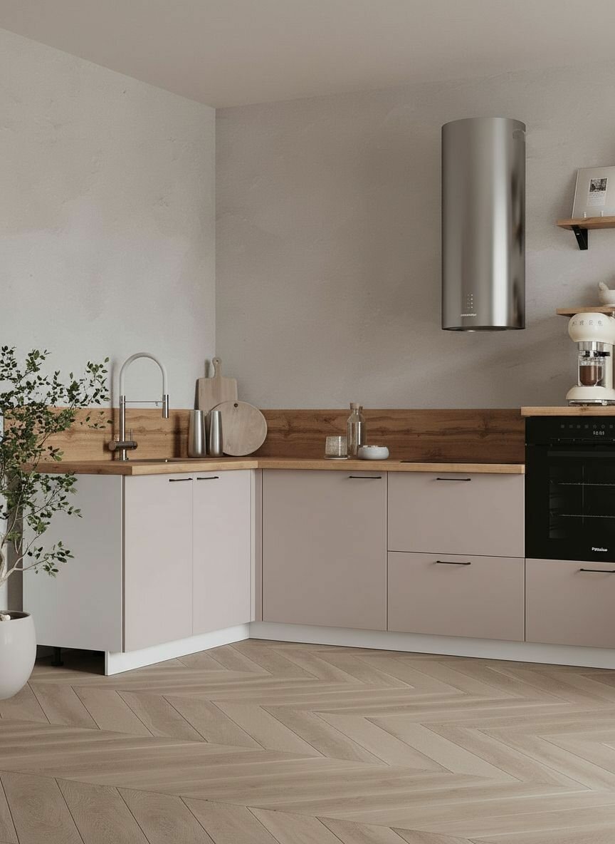 ARNIKA Кухонный гарнитур со столешницей "Дакия" угловой 1,5мх2,4м (без пм) , цвет магнолия (бежевый), фасад пленка ПВХ