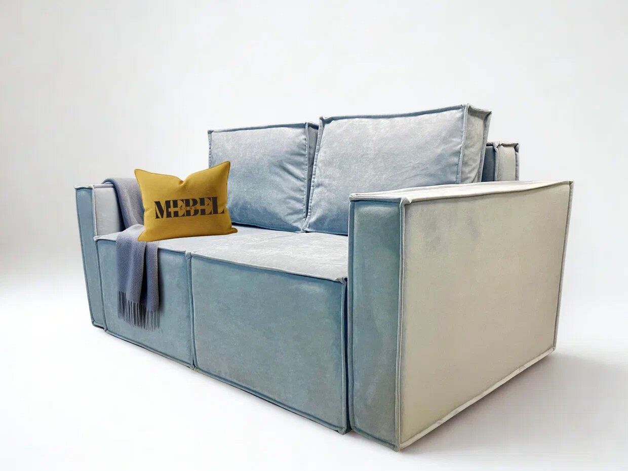 Диван мини лофт прямой раскладной цвет серо-голубой 180 см механизм аккордеон