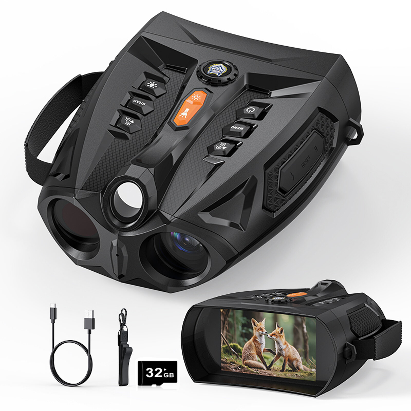 Ноутбуки визионные 4K инфракрасные ночные с 10X цифровым зумом, 5000mAh аккумуляторные HD телескопические камеры для охоты, наблюдения за птицами и открыток на открытом воздухе, черный цвет, 4.0" HD IPS экран, 48MP фоторазрешение, 1920*1080P