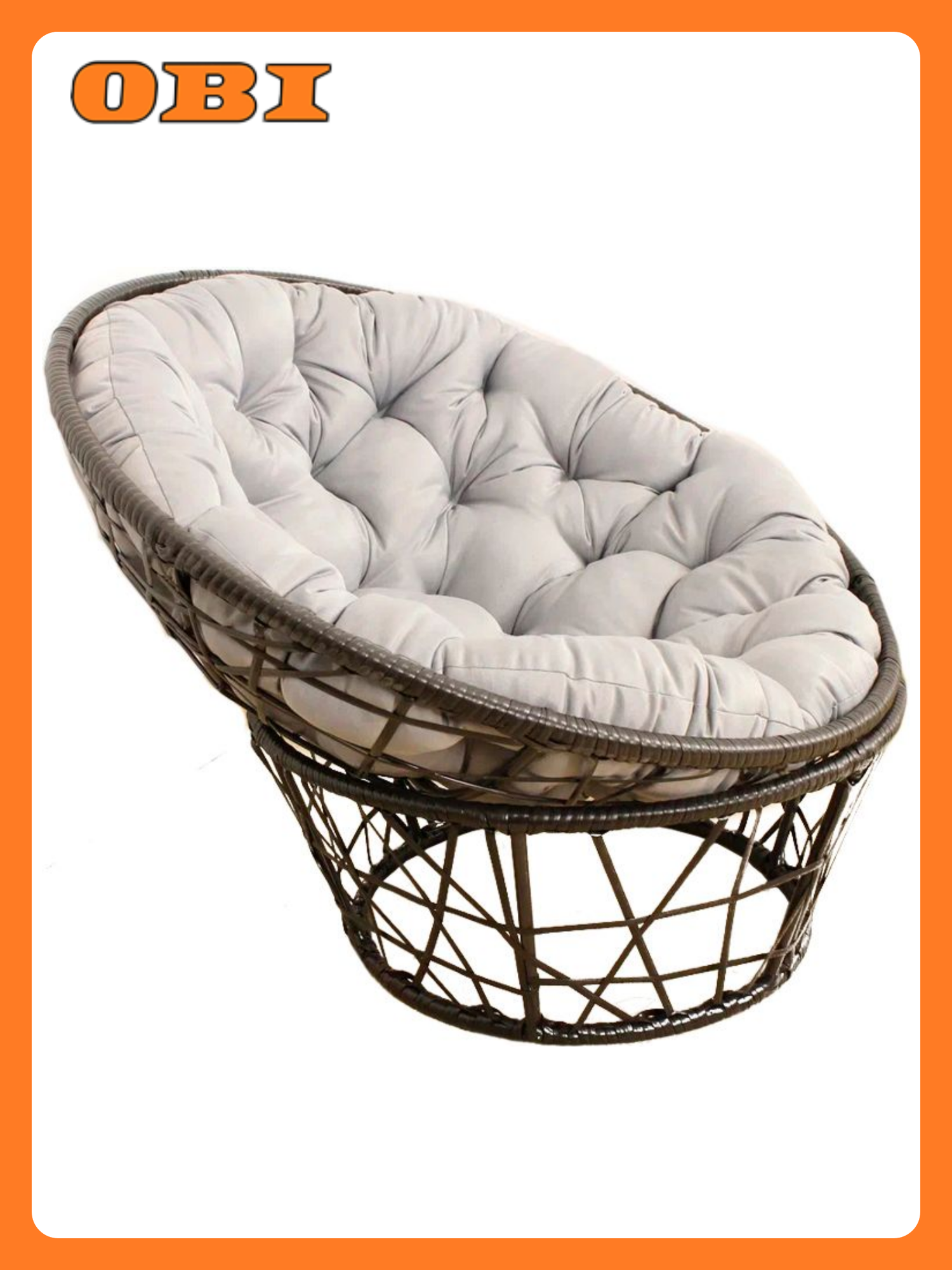 Кресло садовое "Дэнди", искусственный ротанг, металл, текстиль, коричневое, 108x96x90 см