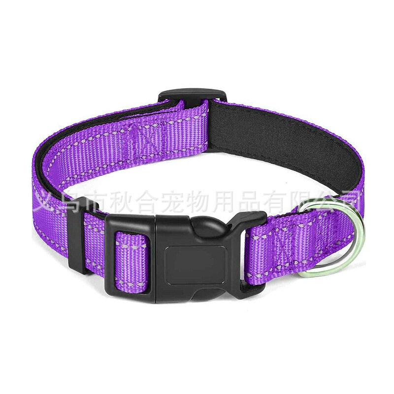 Амазонка взрывающий питомец нейлоновые ошейники с отражением лямки фиолетовый_M（2.5*35~ 50cm）