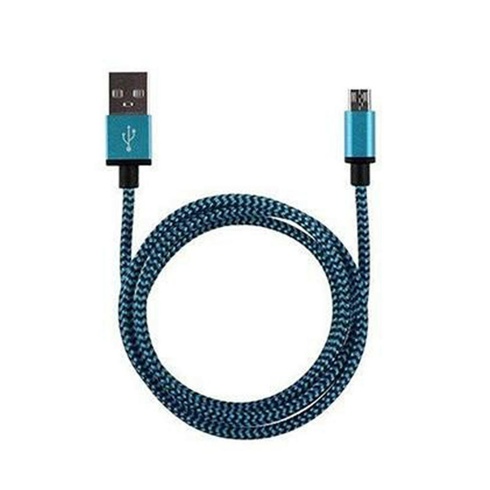 Кабель для зарядки и передачи данных Micro USB с алюминиевым оплеткой, 2 м (6 футов), для вашего Android телефона, синий