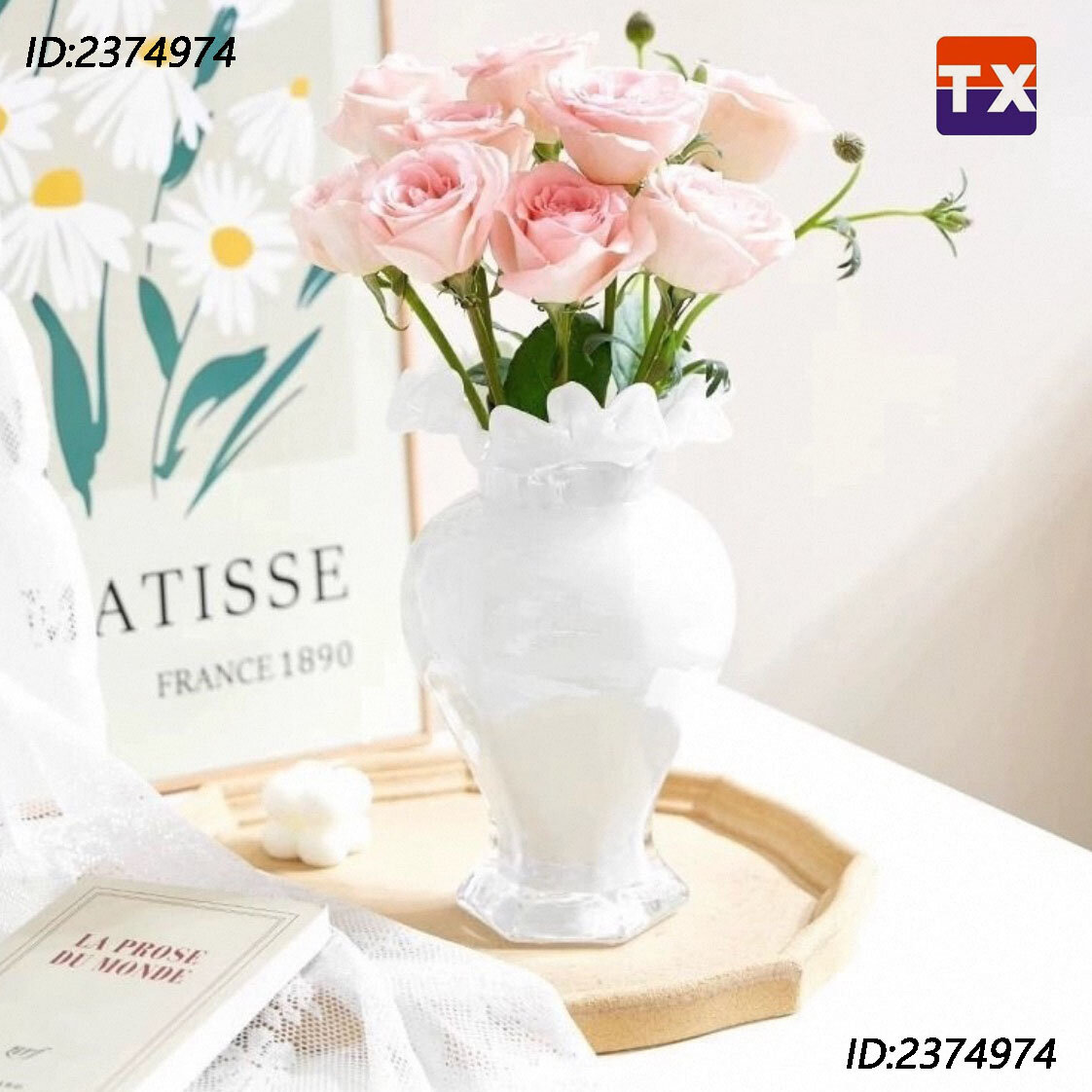 Ваза из перламутрового стекла, предметы интерьера, украшение стола