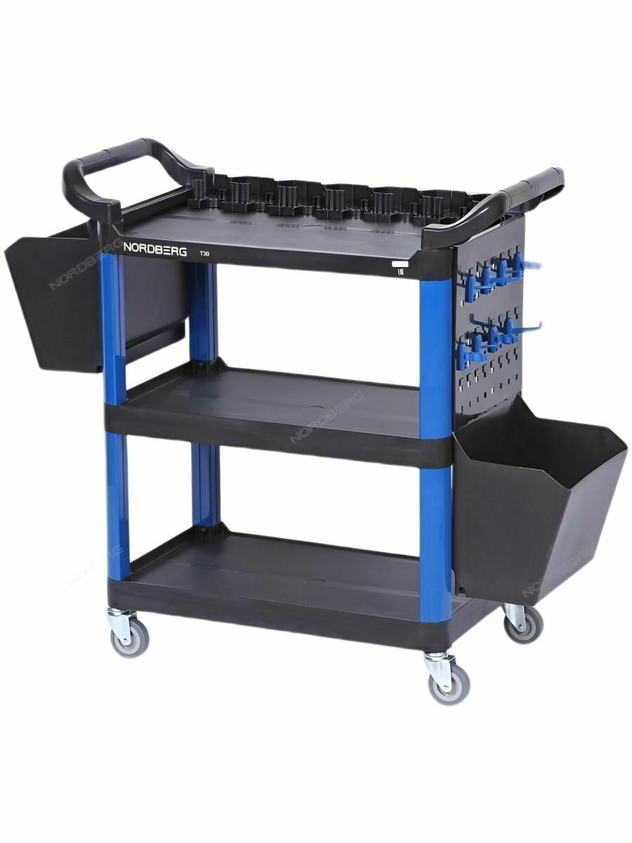 Тележка инструментальная Nordberg T3B, ABS пластик и металл, 3 полки