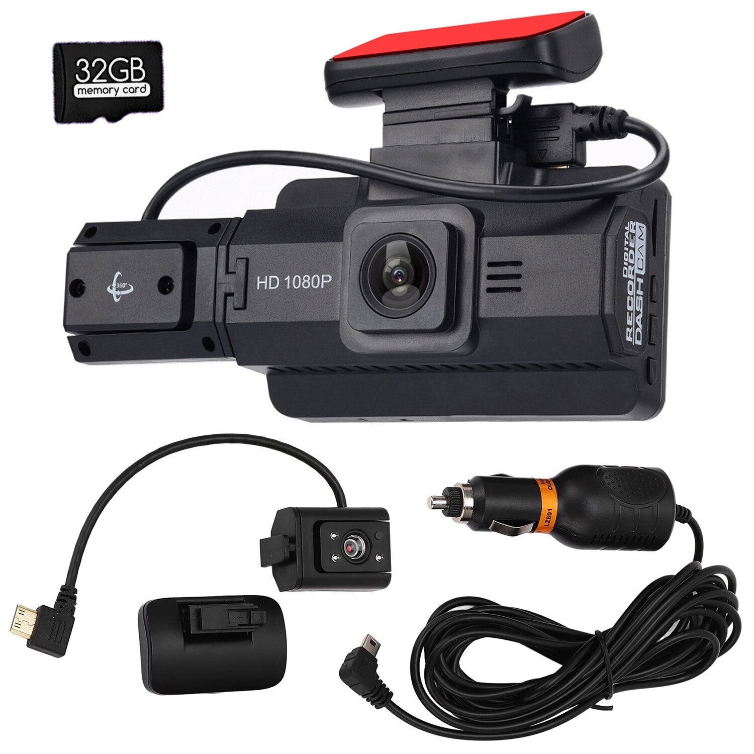 Двойные регистраторы движения, экран IPS 3,0 дюйма спереди и внутри автомобиля, 170° широкий угол обзора, детекция движения, циклическая запись, четкие изображения, автомобильный жесткий диск-регистратор, разрешение камеры 1280x720P/30, внутренняя камера