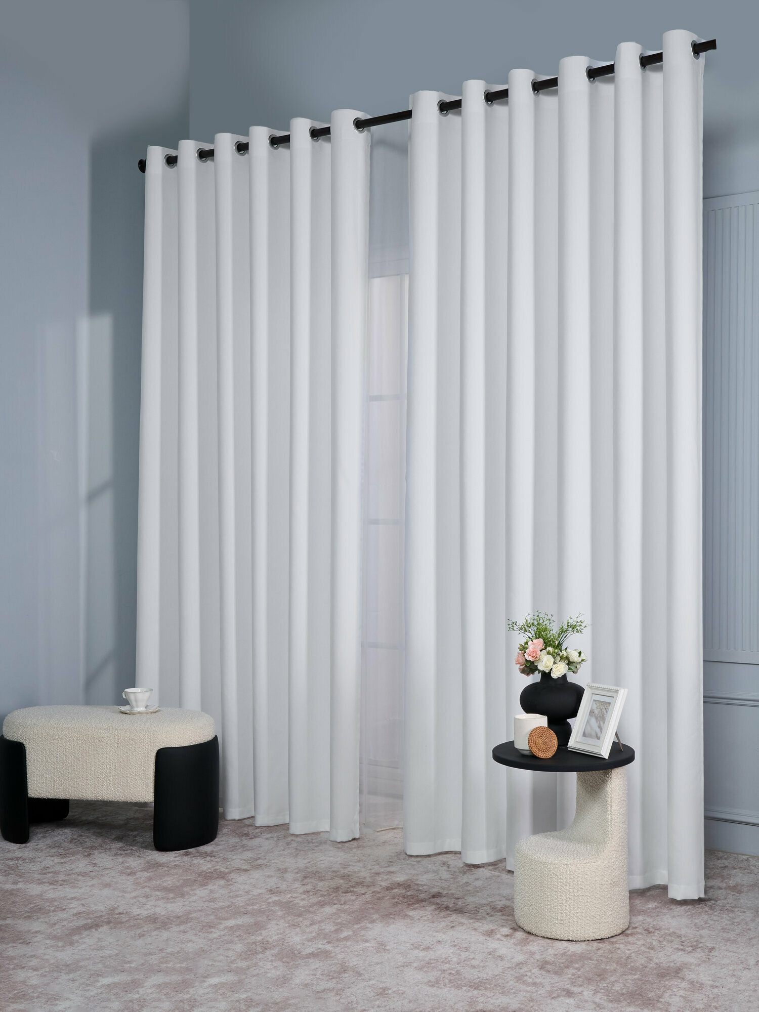 Комплект штор на люверсах "Рогожка 240" белый (91-37) арт.6954 (250x240 - 2 шт.)