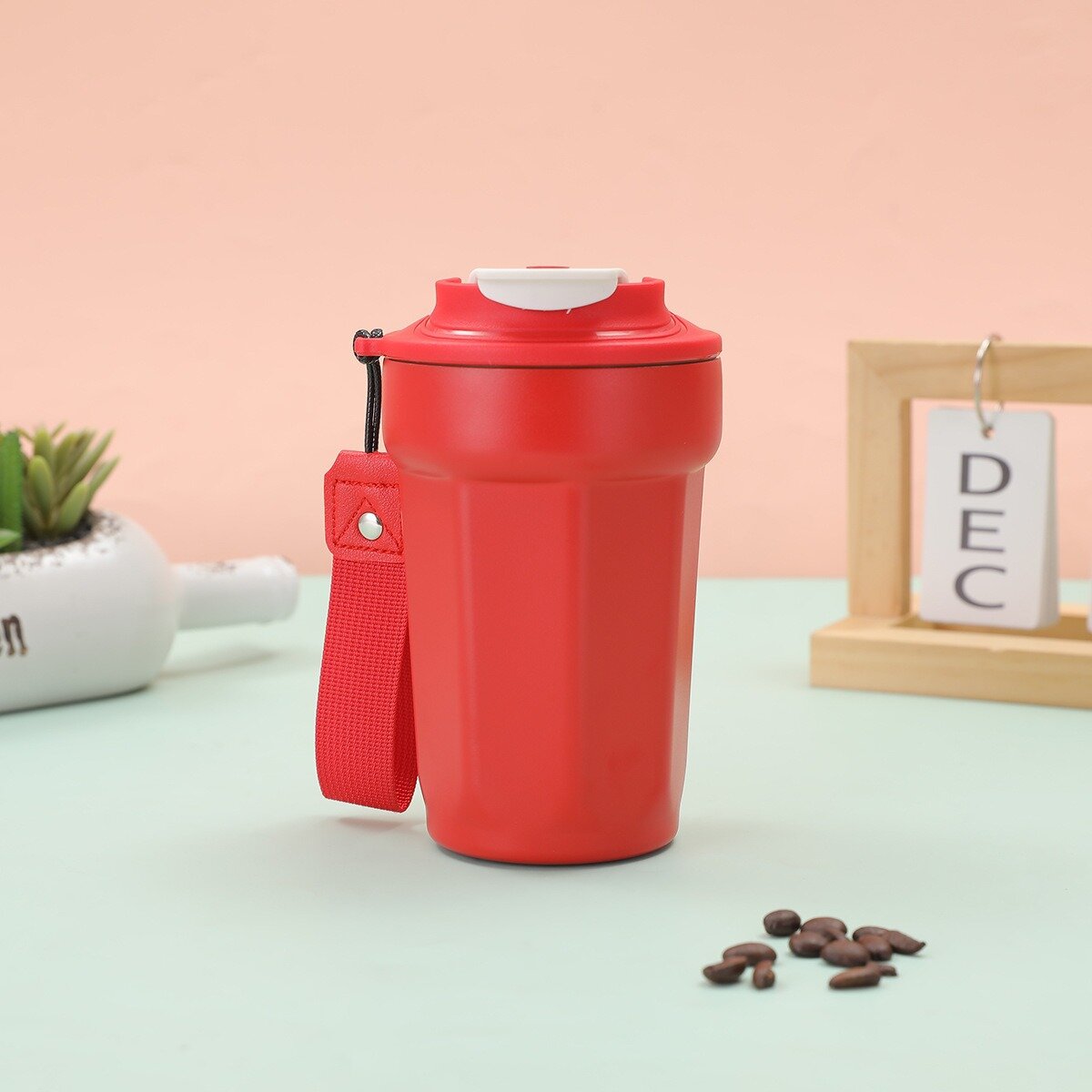 Восьмиугольная кофейная кружка в американском стиле, настоящая нержавеющая сталь 316, двойные стенки, термокружка, переносная кружка для использования на открытом воздухе с ремнем для переноски.