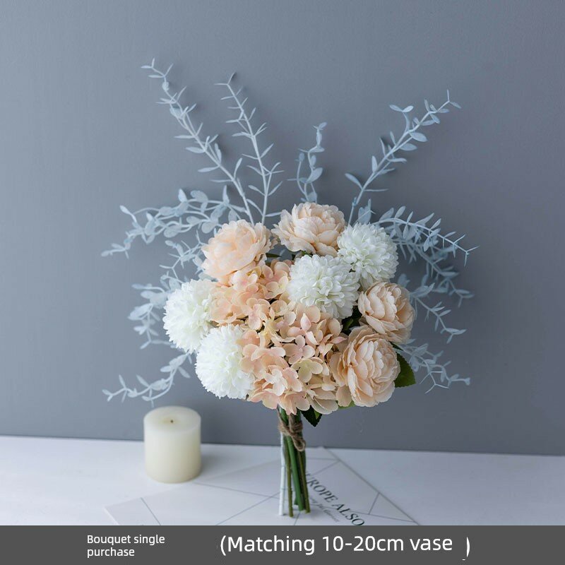 Японская ваза, креативные украшения для рабочего стола, желтый букет сушеных цветов, роза, искусственный цветок,