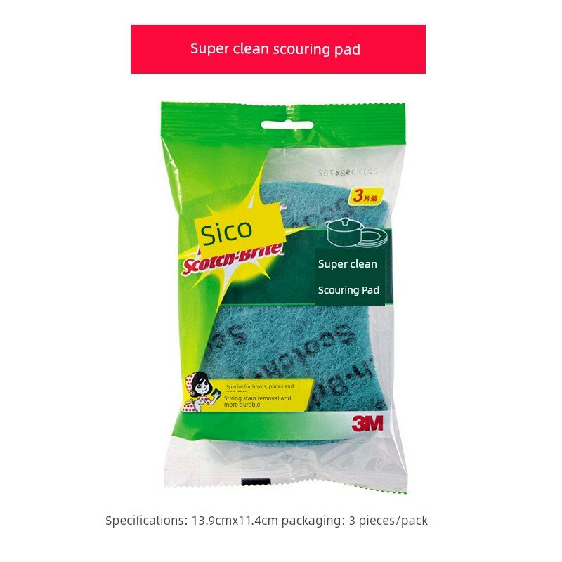 Кухонная губка-скребок 3M Scotch-Brite, впитывающая, не оставляющая жирных следов, утолщенная, для удаления пятен,