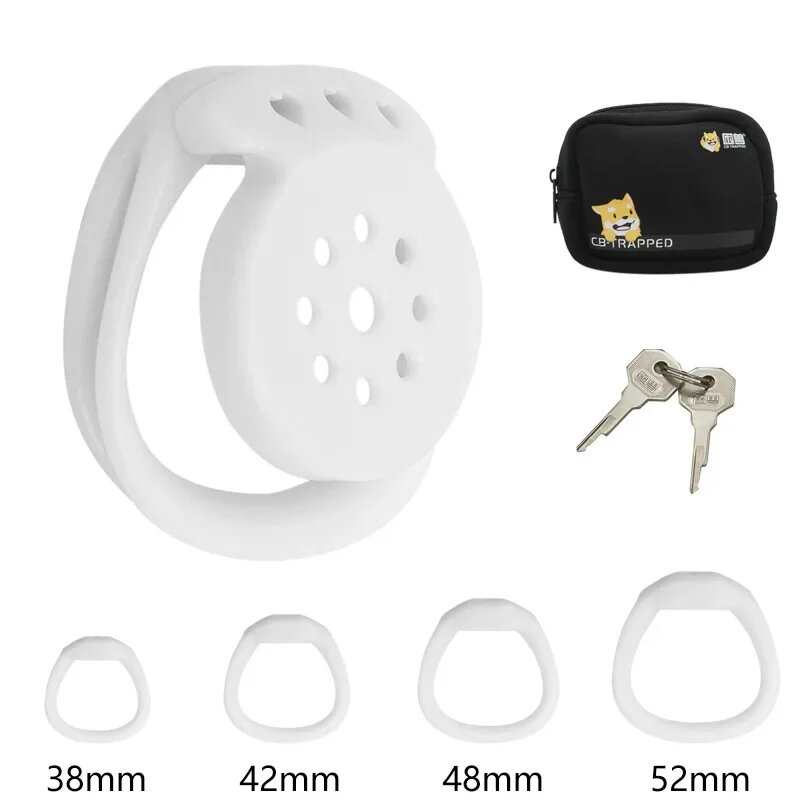 Клетка целомудрия с розовым сердцем, легкий дышащий пенис, бондаж, кольцо для пениса, White-A