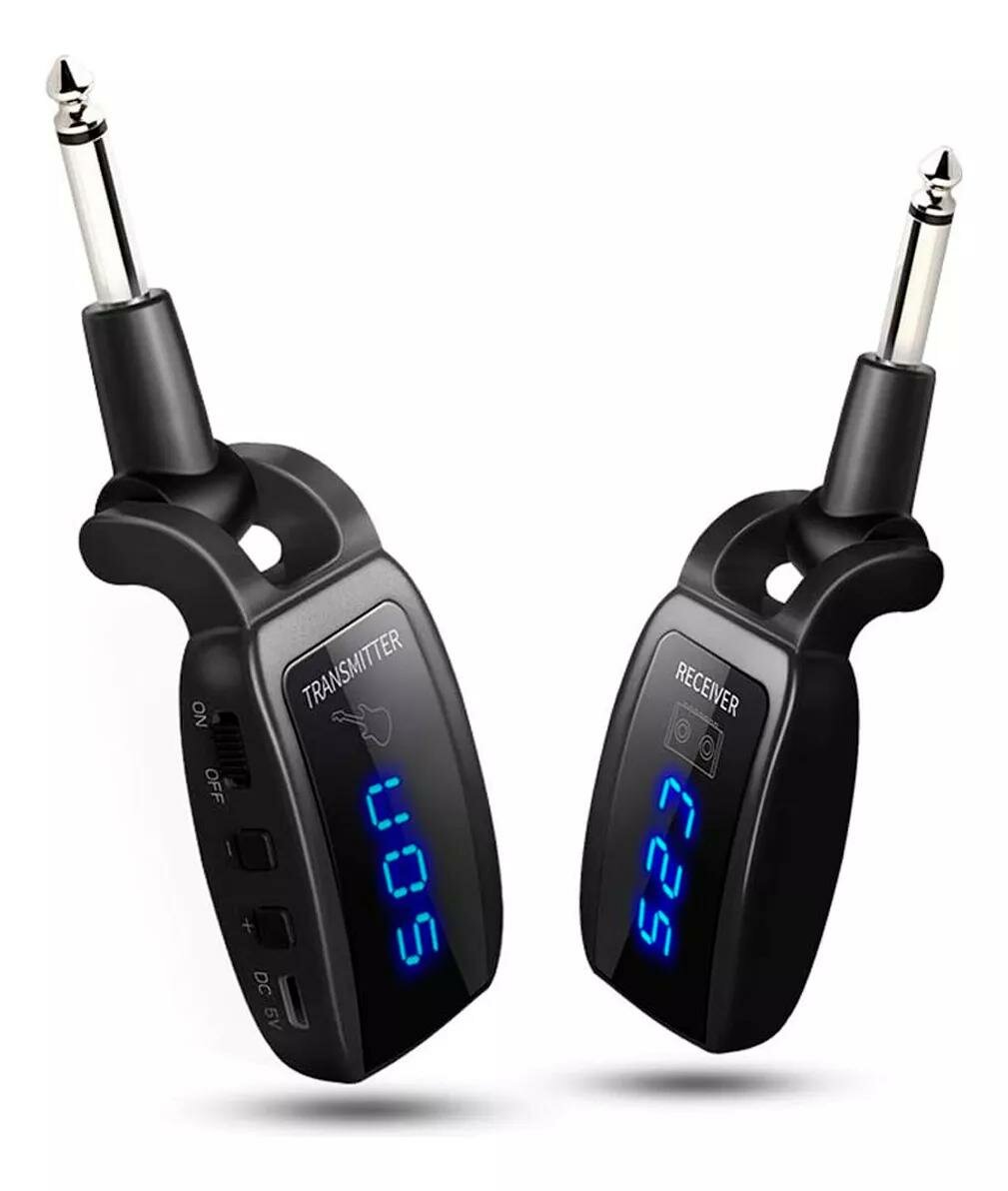 Трансмиттер беспроводной UHF U12DX USB BLACK для гитары, баса и клавиатуры - Plug And Play, 636-799.5MHz, 50 метров, 3.7V 500mAh, 100x60 мм, 270° разъем, LED экран