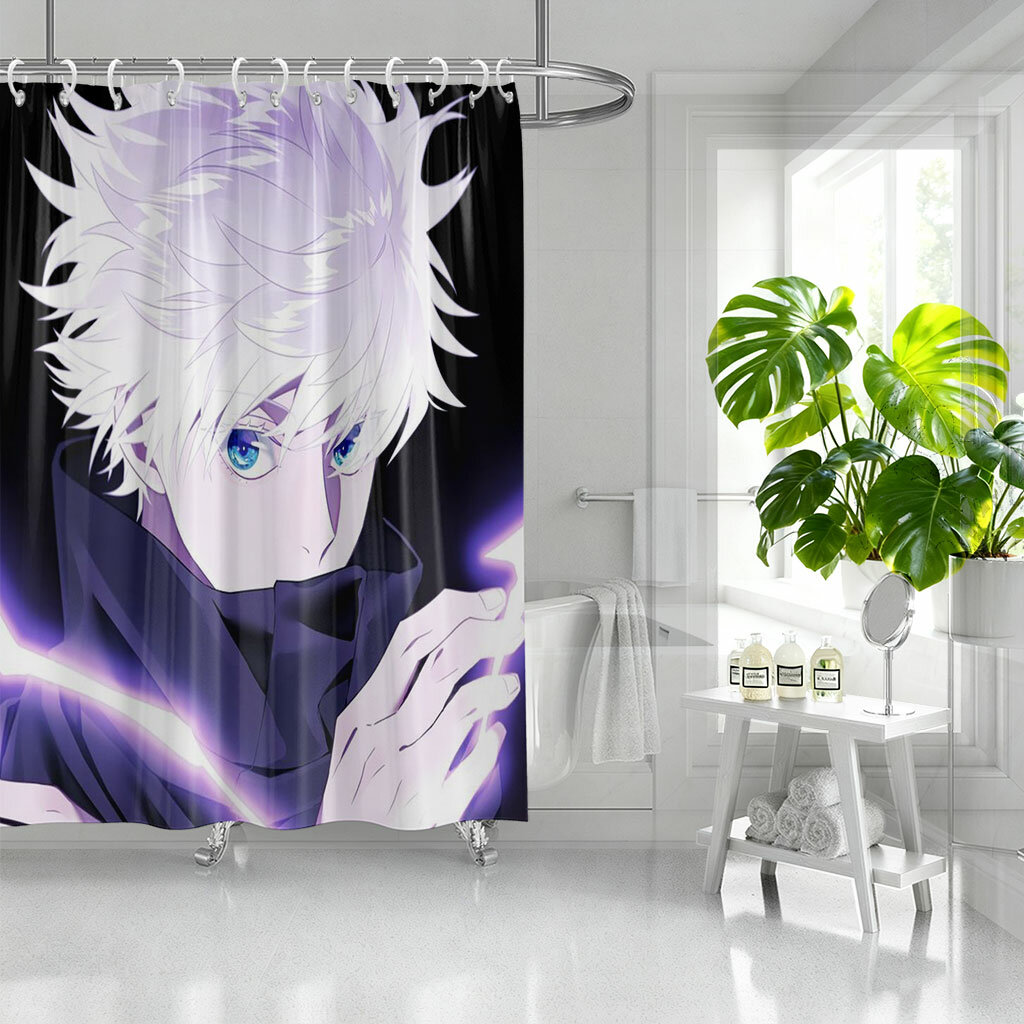 Jujutsu Kaisen Анимационный принт можно использовать для настройки тканевых занавесок ванной комнаты, высота 180 см, ширина 180 см; Высота 200 см, ширина 200 см, 12 шт, крепкий крюк 664