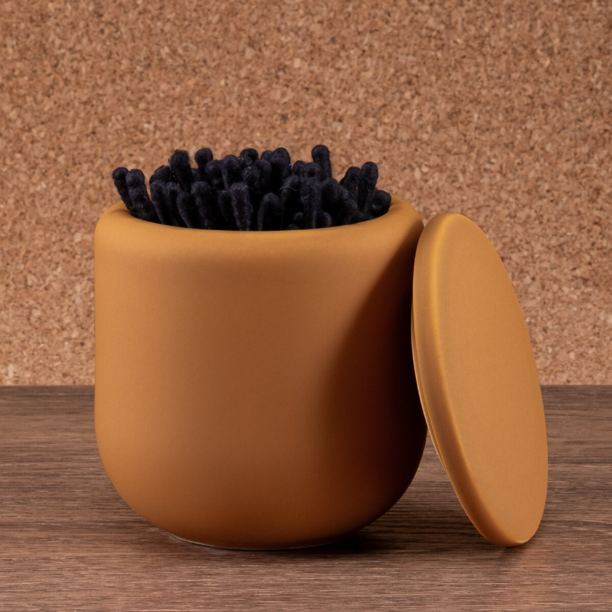 Контейнер для ватных дисков с крышкой, керамический Terapy оранжевый