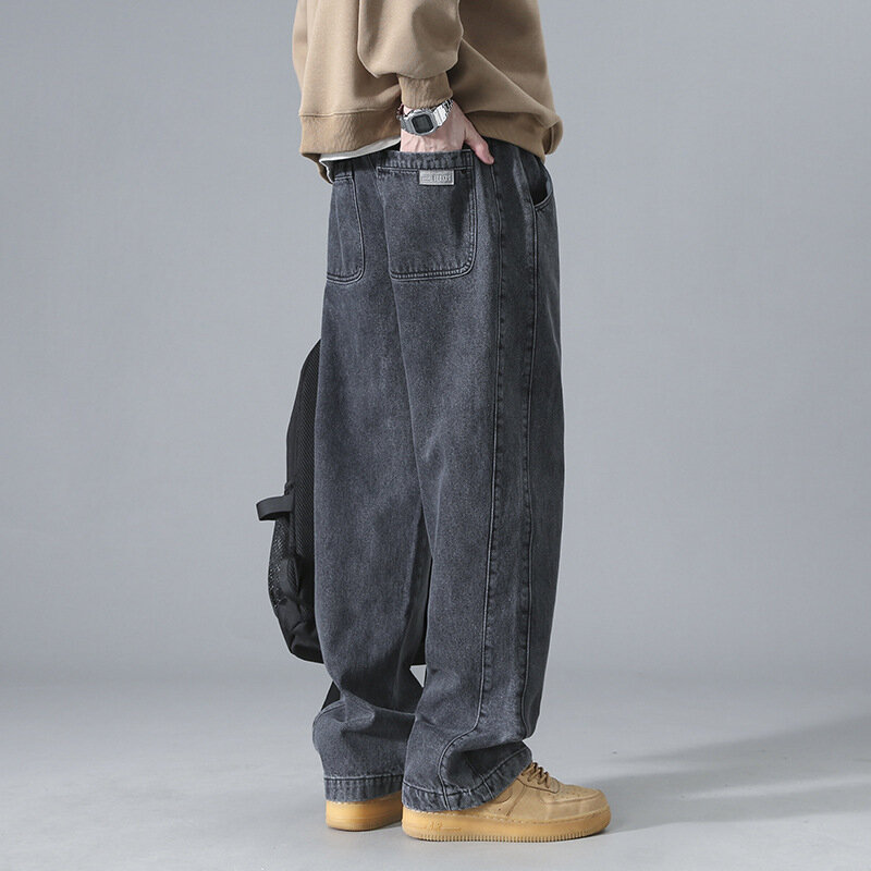 MON Джинсы Мужские Винтажные Американские Синие Рваные Высокие Талии Расшитые Деним, Размер_2XL