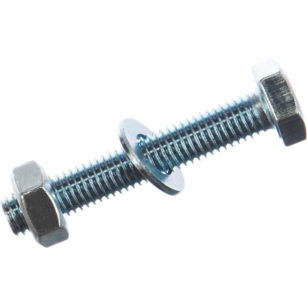 Болт Tech-Krep/Zitar DIN933 с шестигранной головкой, оцинкованный М10х60 + гайка + шайба 2 шт - пакет 114056