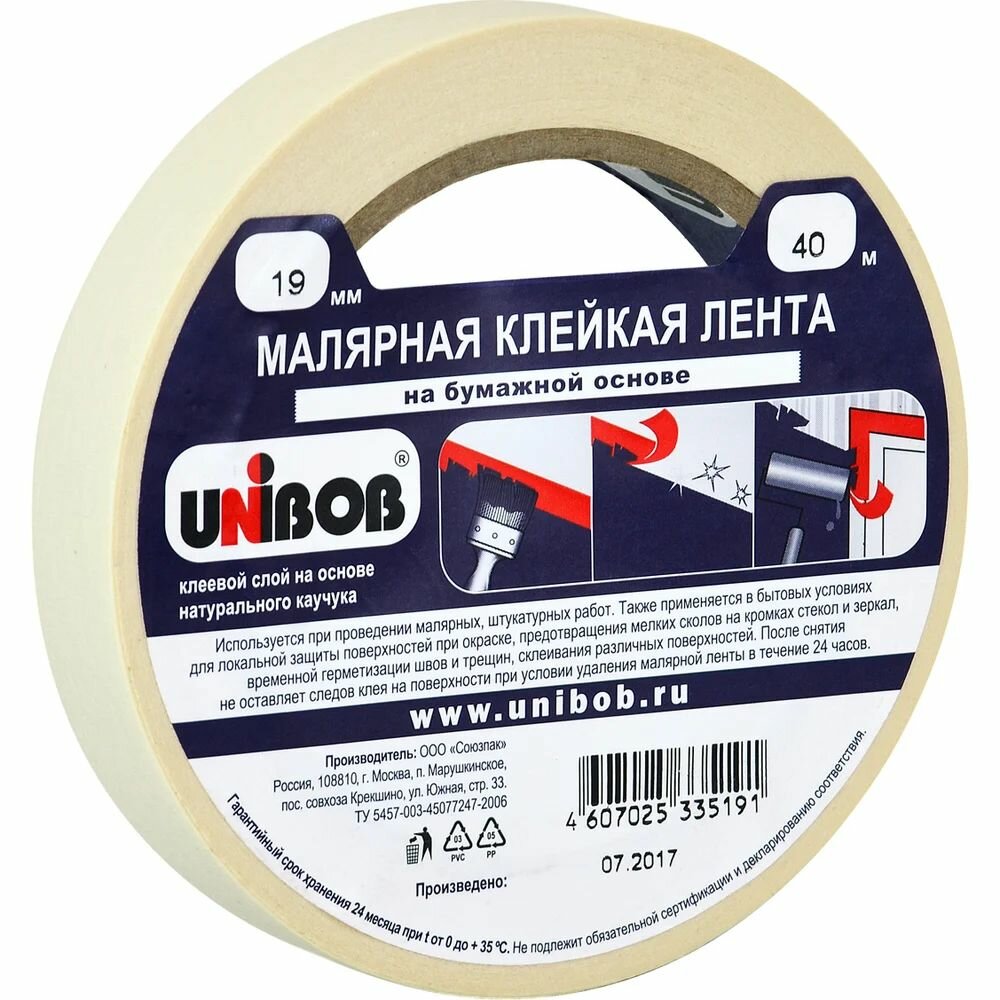 Малярная клейкая лента UNIBOB 19 мм х 40 м 214971