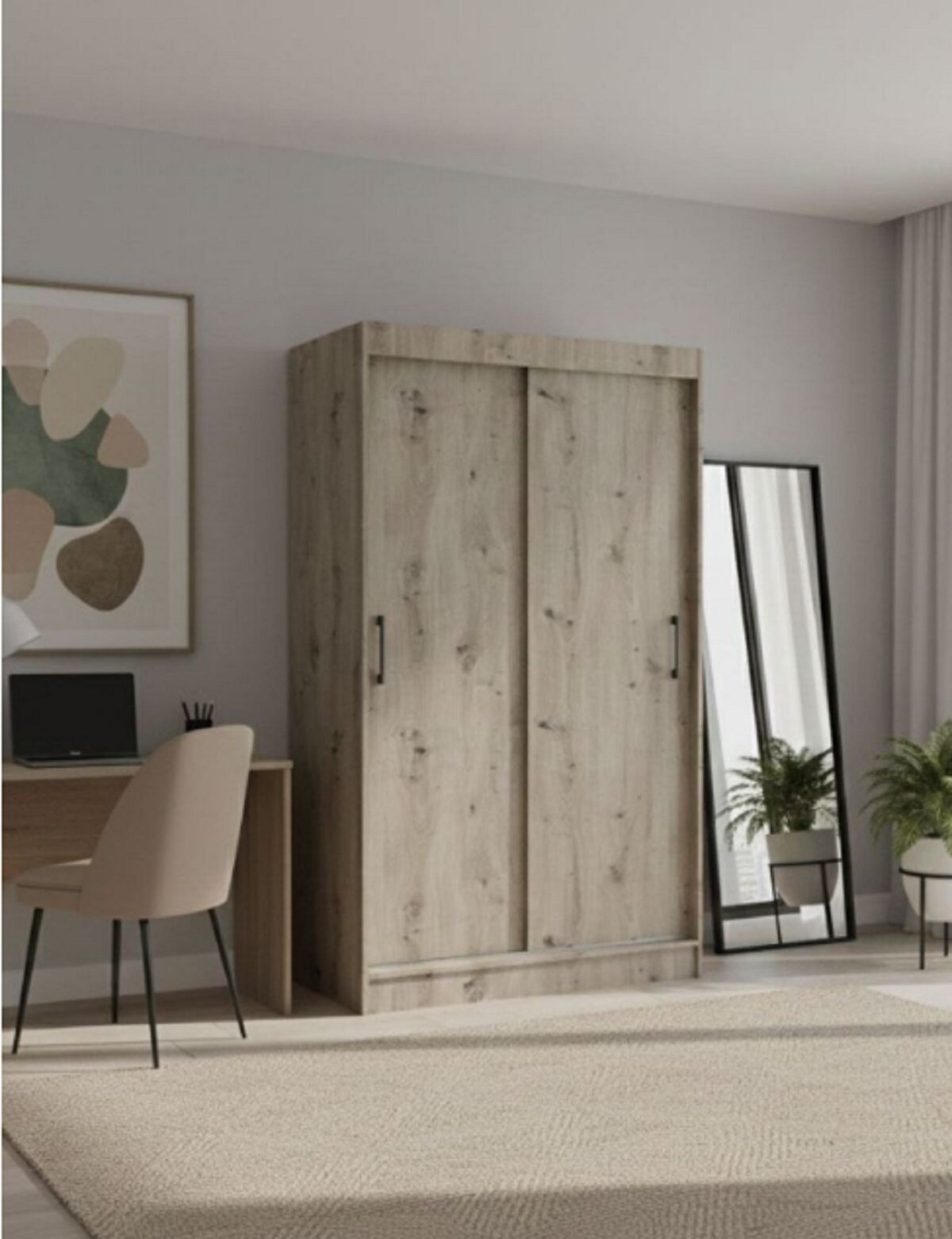 Шкаф-купе комбинированный полки штанга Евро 100х41,8х210 см, ЛДСП Дуб крафт серый