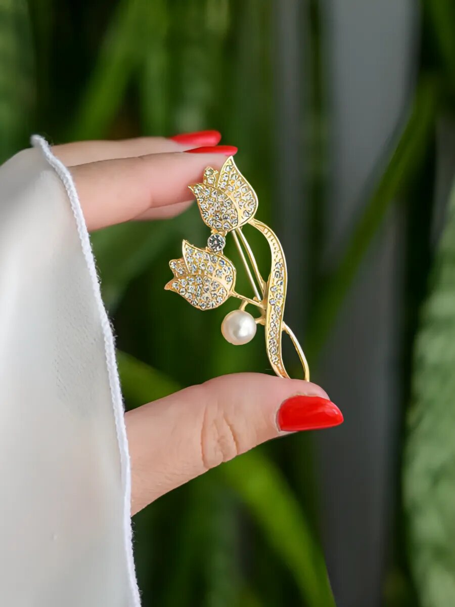 Брошь, стекло, кристалл, стразы