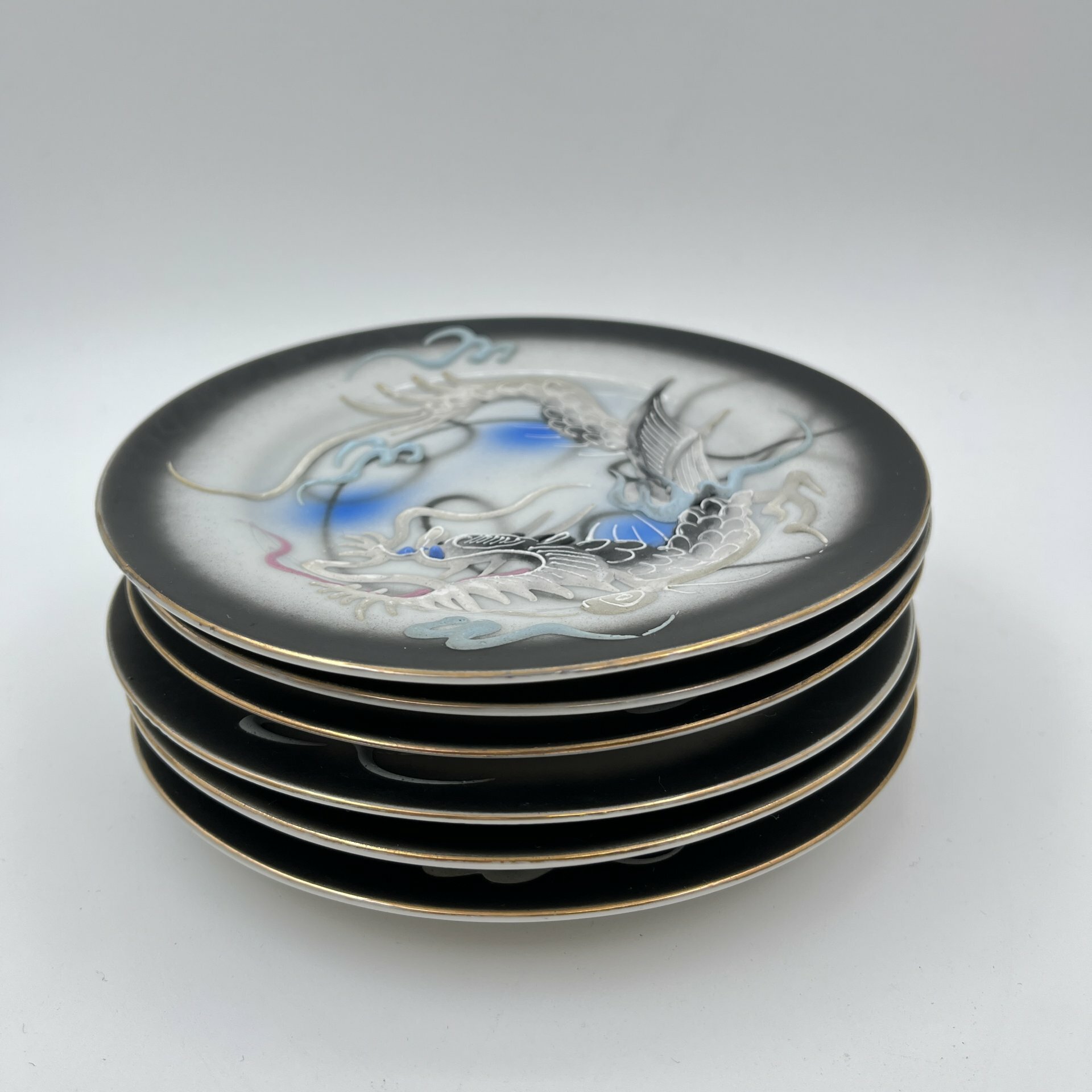 Набор из 6-ти десертных тарелок "Дракон", Lux Porcelain FAHD M.K, фарфор, бисквит, роспись