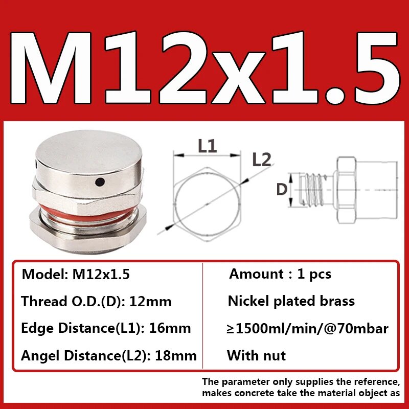 1 шт. с гайкой, металлическая водонепроницаемая вентиляционная заглушка M5 M8 M10 M12 M16 M18 M20, никелированная латунь, винт с защитными дыхателями, вентиляционные клапаны