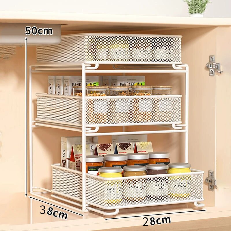 DAELIA Этажерка, 3 секц, Металл, железный, 38х28х50 см，белый