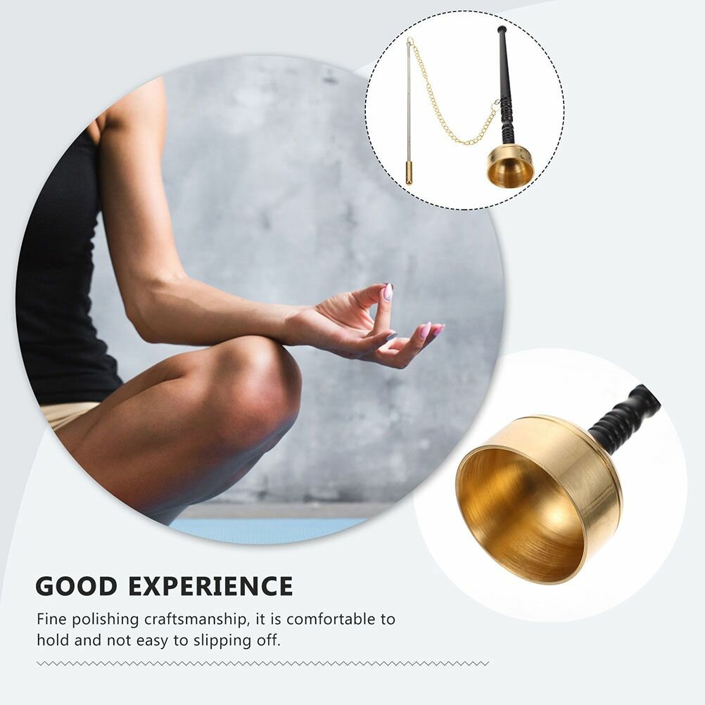 Буддийский медный колокольчик с серебряным покрытием и деревянной ручкой для храма и дома набор из 2 шт